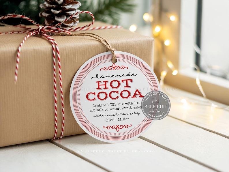 Hot Cocoa Gift Tag Printable Digital Download Personalized Homemade ...