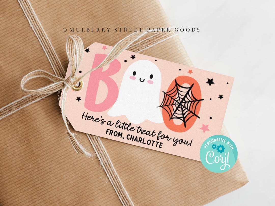 Halloween Printable Tag Pink Halloween Boo Tag Halloween Party Favor ...