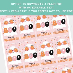 Editable Halloween Gift Tag Printable Cute Trendy Ghost Pink Halloween ...