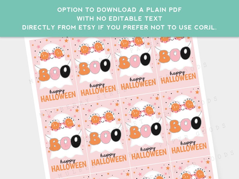 Editable Halloween Gift Tag Printable Cute Trendy Ghost Pink Halloween ...