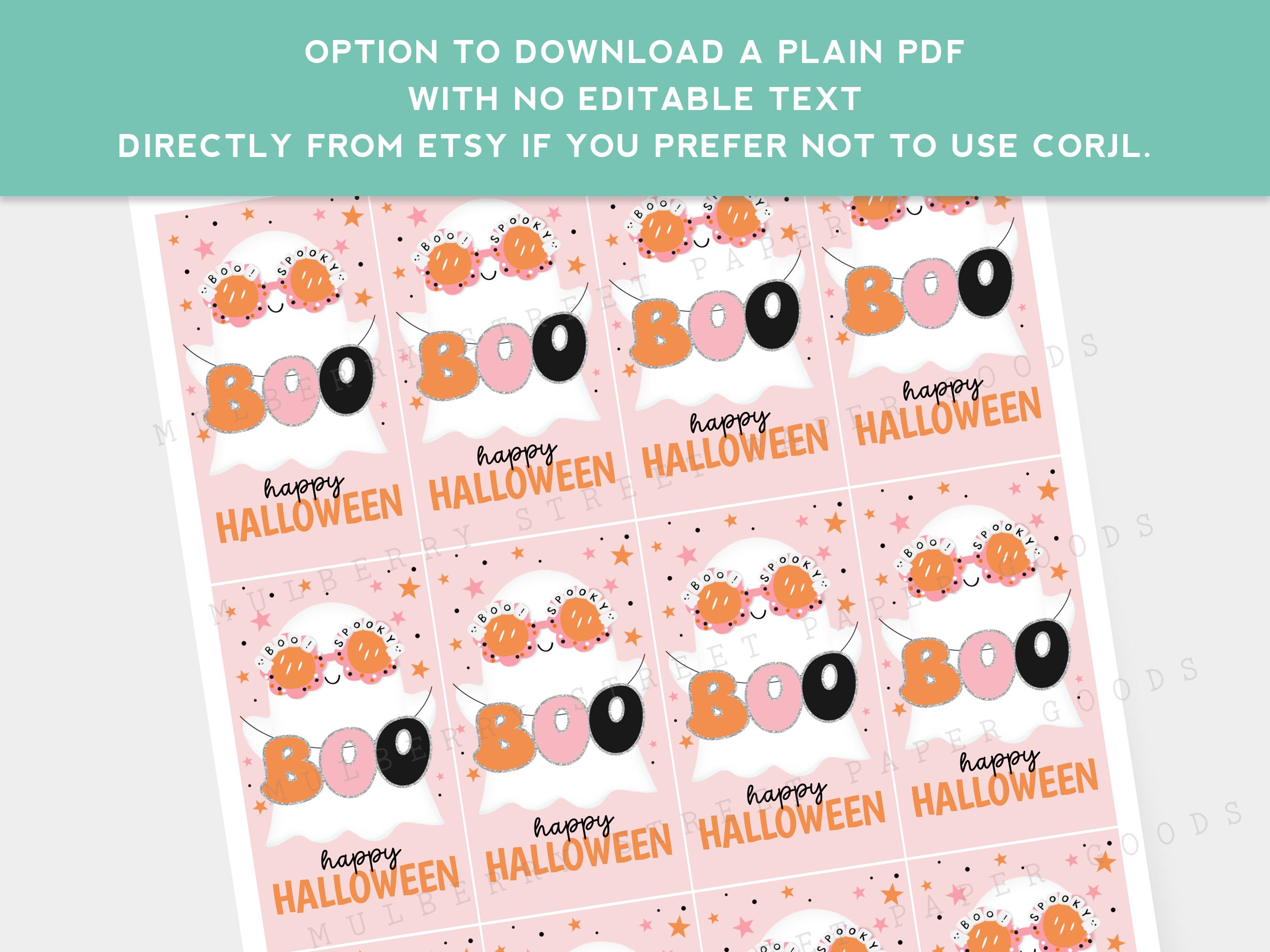 Editable Halloween Gift Tag Printable Cute Trendy Ghost Pink Halloween ...