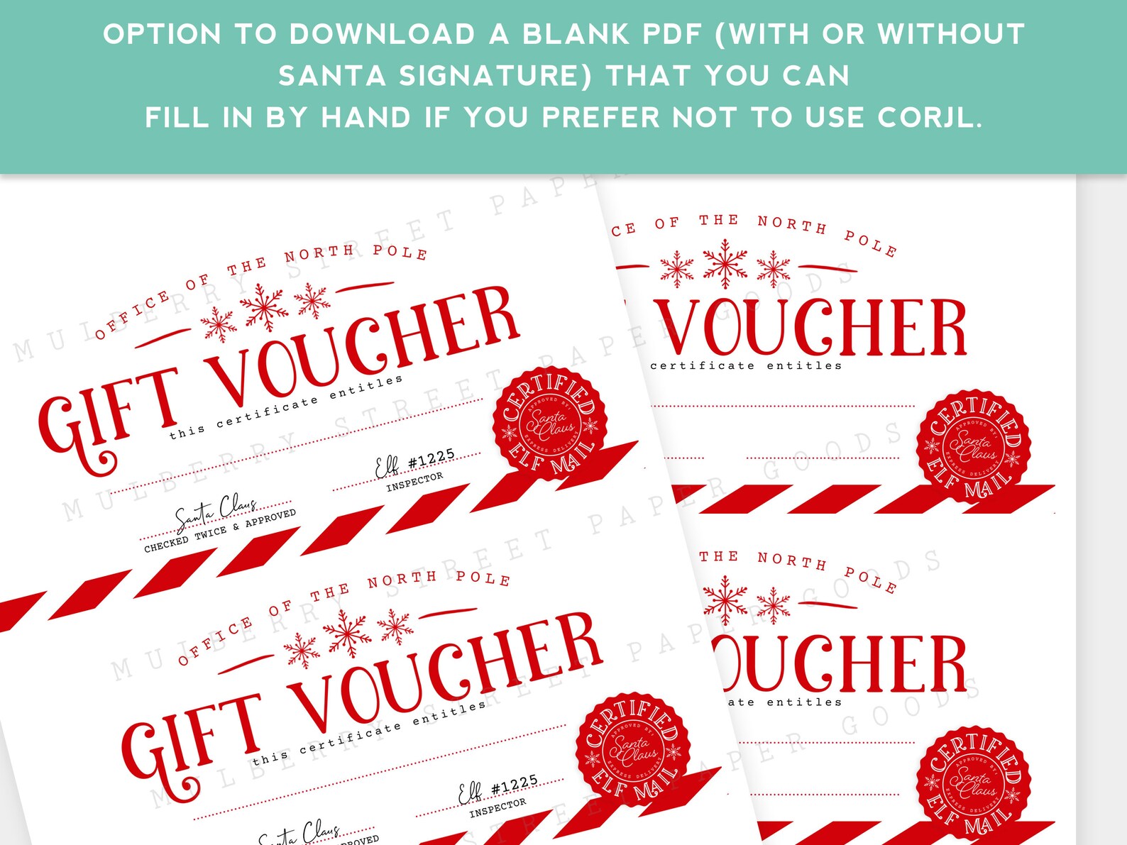 Printable Christmas Gift Certificate Santa Gift Certificate - Etsy