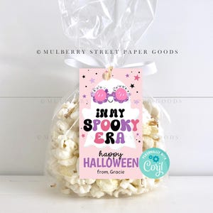 Printable Halloween Gift Tag Pink Halloween Treat Tag Spooky Era Ghost ...
