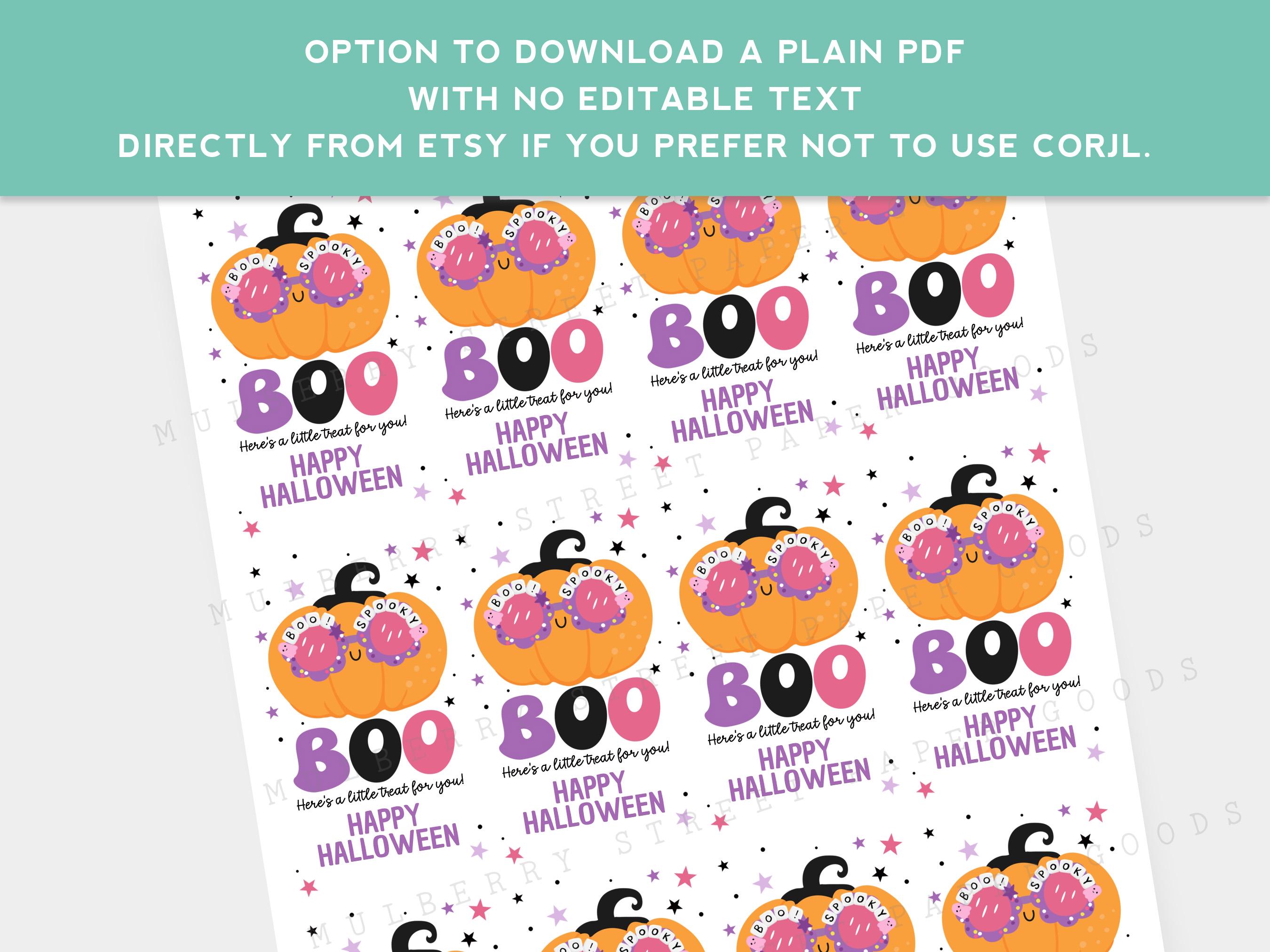 Editable Halloween Gift Tag Printable Boo Here's a Little Treat for You ...