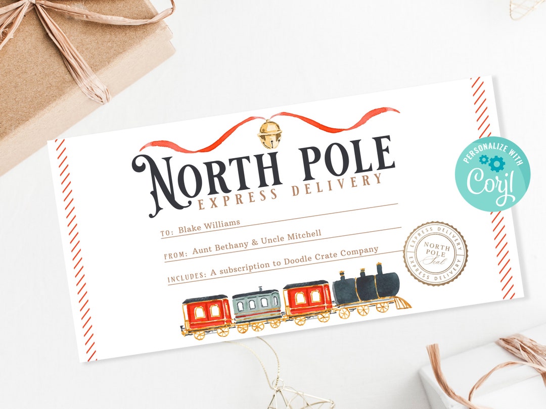 Printable and Editable North Pole Express Delivery Gift Certificate ...