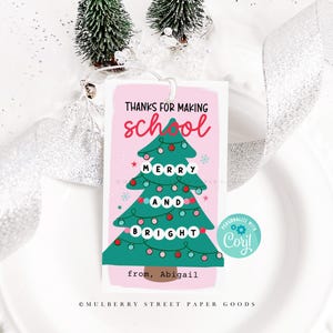 Christmas Friendship Bracelet Gift Tag Printable Personalized Teacher ...