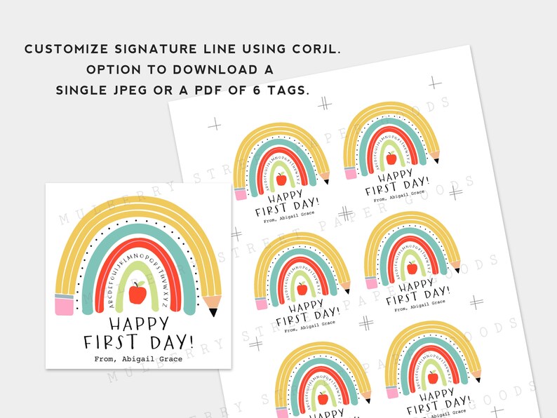 Printable First Day of School Gift Tag School Supplies - Etsy