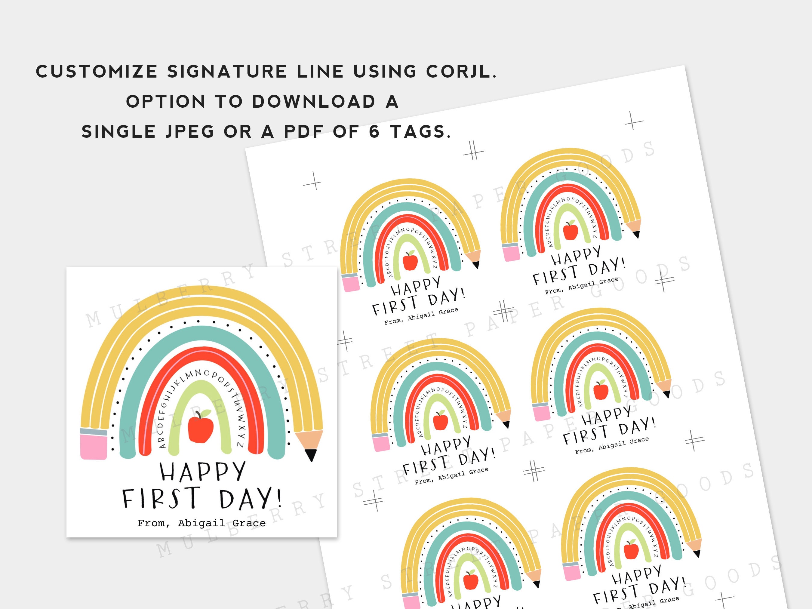 Printable First Day of School Gift Tag School Supplies - Etsy