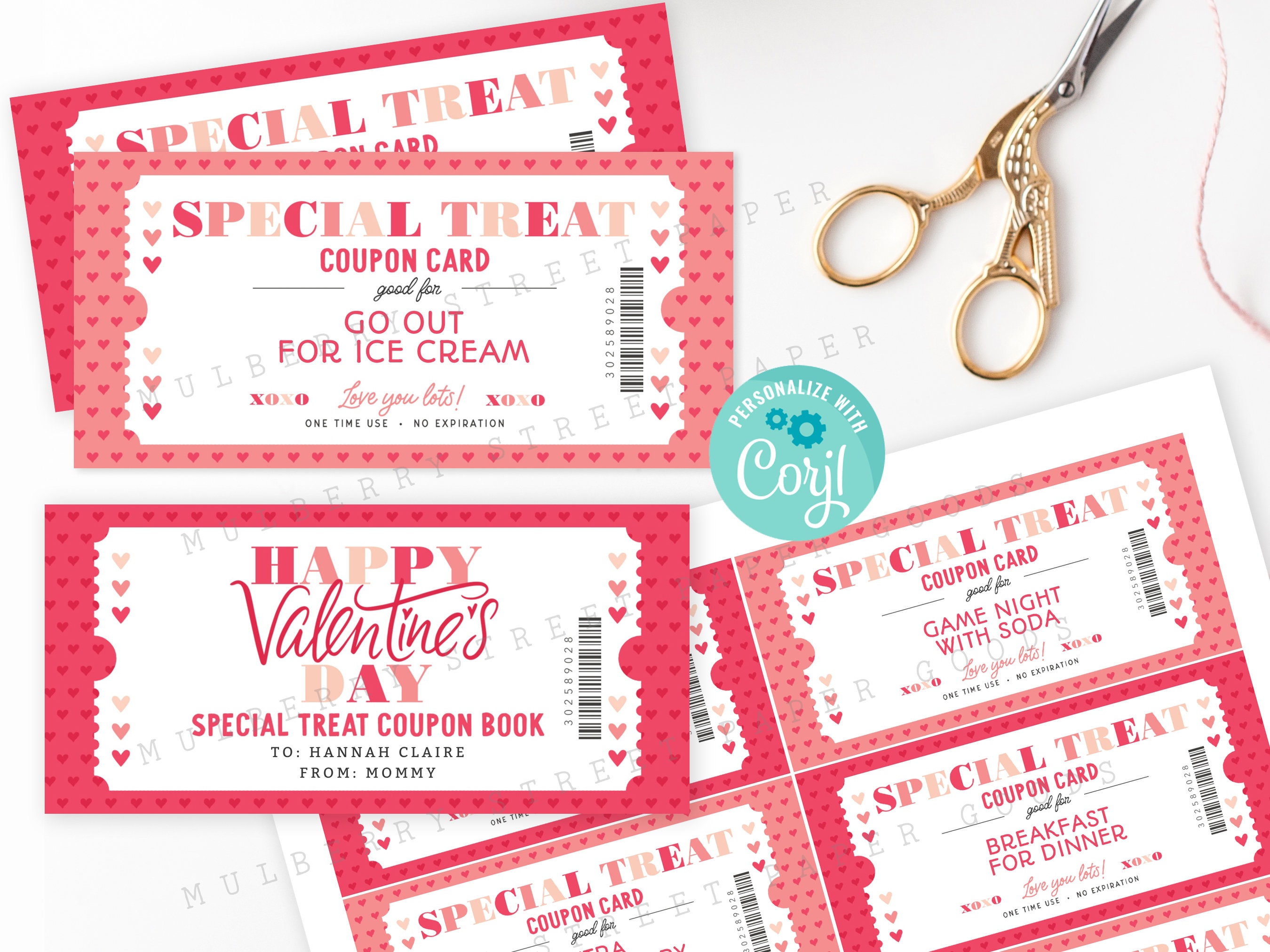 Printable Special Treat Valentine Coupon Book for Kids, Instant ...