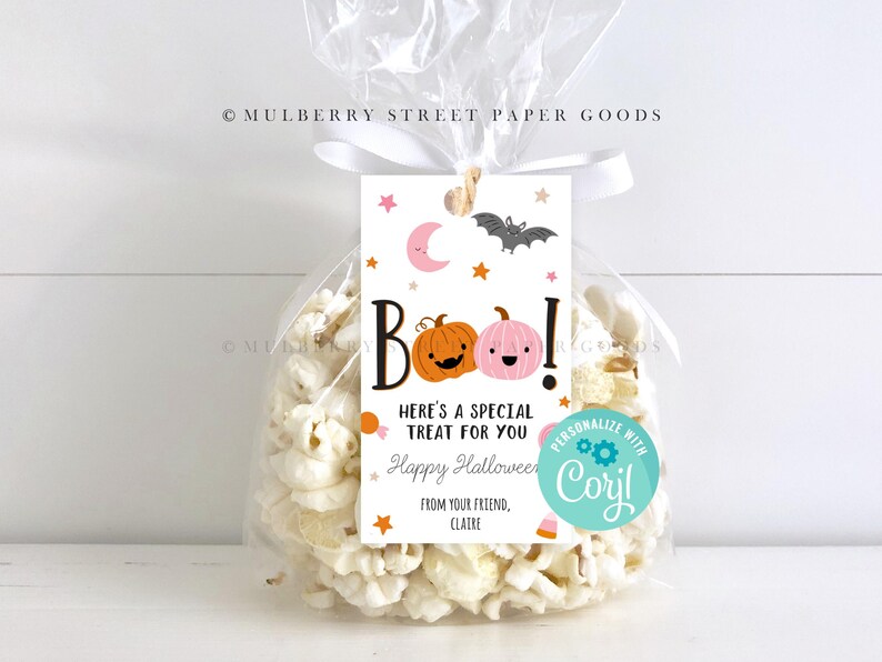 Printable Boo Here's a Special Treat for You Halloween Gift Tag, Happy ...