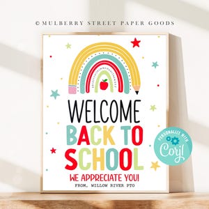 Printable Welcome Back to School Sign, First Day of School Teacher ...