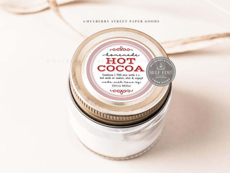 Hot Cocoa Gift Tag Printable Digital Download Personalized Homemade ...