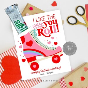 Roller Skate Valentine Card Canva Template Printable Roll up Classroom ...