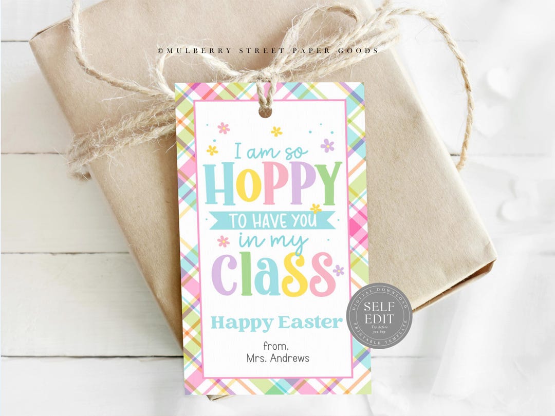 Personalized Easter Gift Tag for Students Instant Download Hoppy to ...