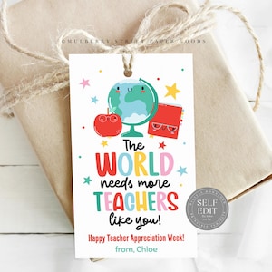 Teacher Appreciation Gift Tag Printable Instant Download Teacher ...