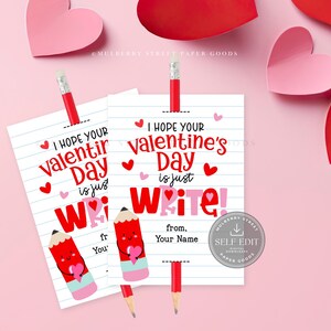 Pencil Valentine's Day Card Printable Digital Download Canva Template ...