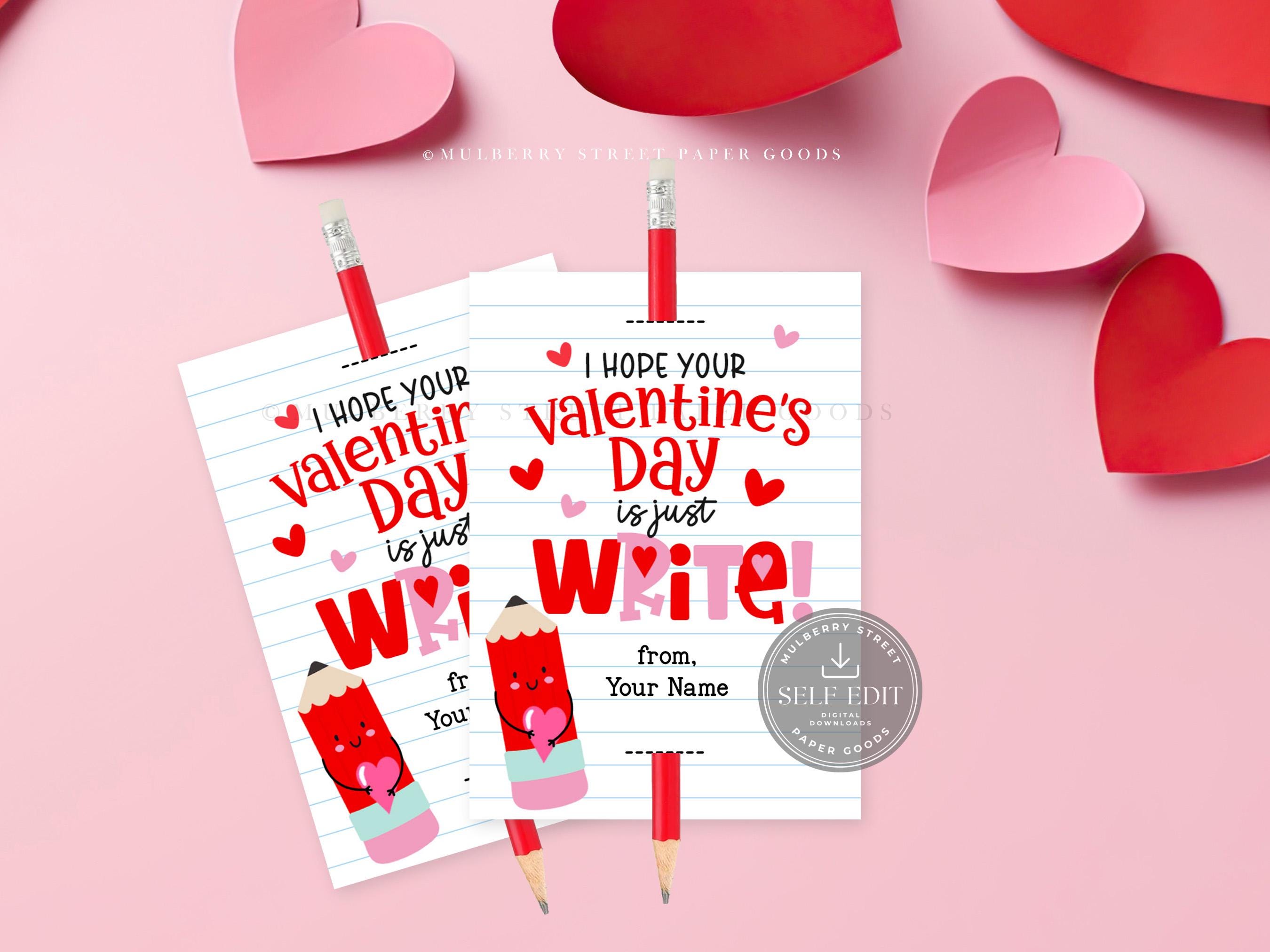 Pencil Valentine's Day Card Printable Digital Download Canva Template ...