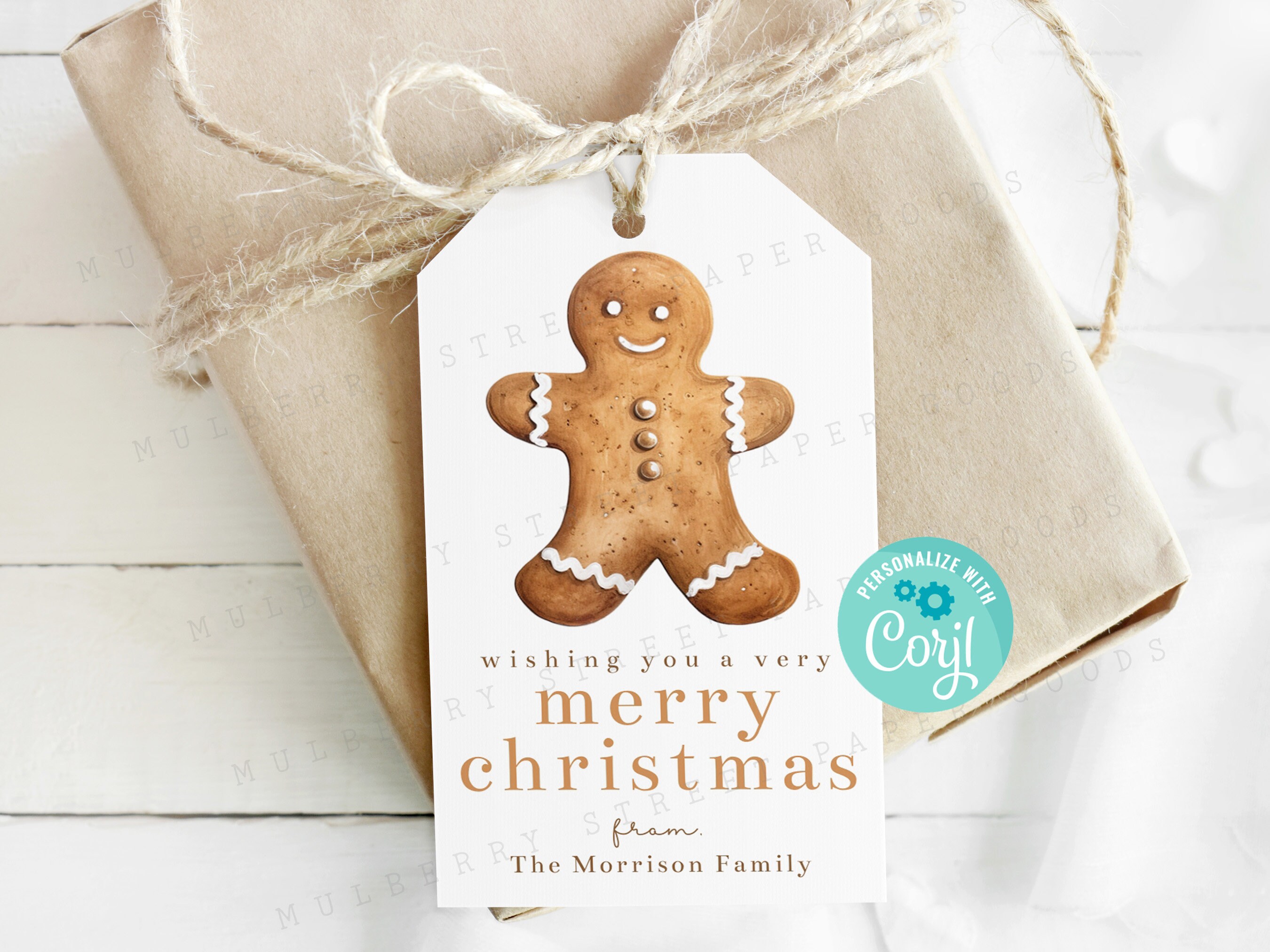 Editable Wishing You a Very Merry Christmas Gingerbread Gift Tag, Happy ...
