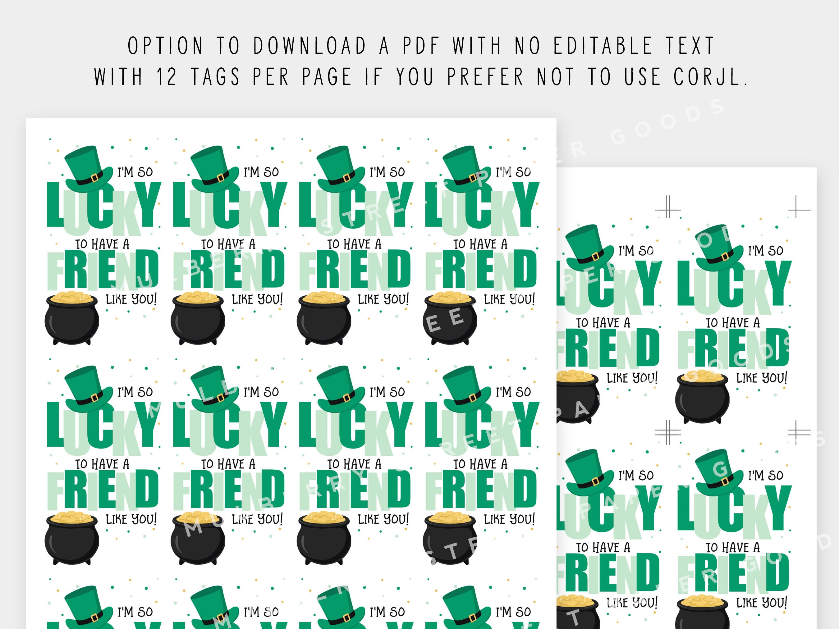 Printable St Patrick's Day Treat Gift Tag, Instant Download so Lucky to ...