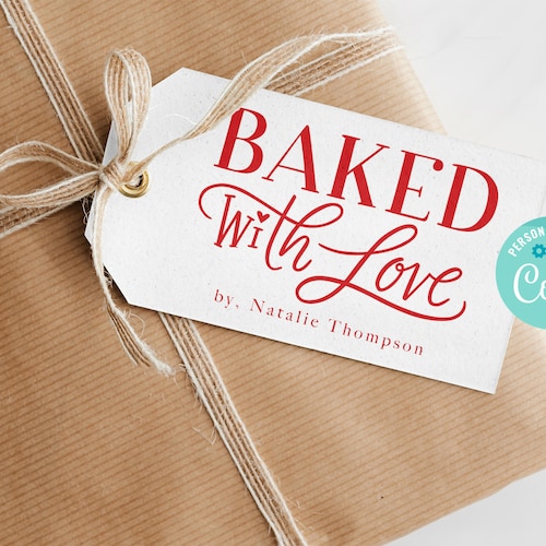 Printable Baked With Love Gift Tag Editable Gift Tag - Etsy
