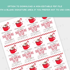 Printable Snowman Soup Christmas Gift Tag, Hot Chocolate Holiday ...