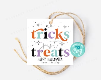 Printable Happy Halloween Gift Tag, Trick or Treat Favor Bag Tag ...