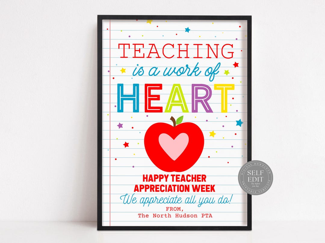 Printable Teacher Appreciation Week Poster Canva Template Editable ...