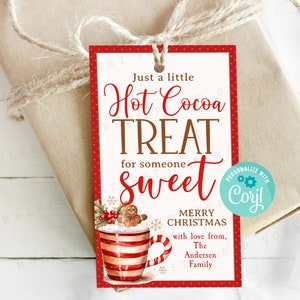 Holiday Hot Cocoa Treat Christmas Gift Tag, Hot Chocolate Tag, All Text ...