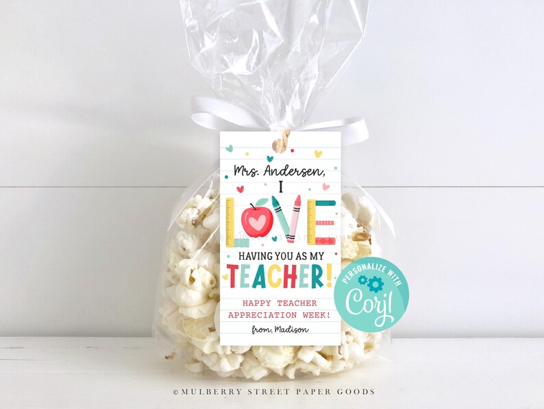 Teacher Appreciation Gift Tag Printable I Love Having You as A Teacher ...