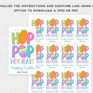 Printable Hip Pop Hooray Easter Gift Tag, Easter Pop Fidget Toy ...
