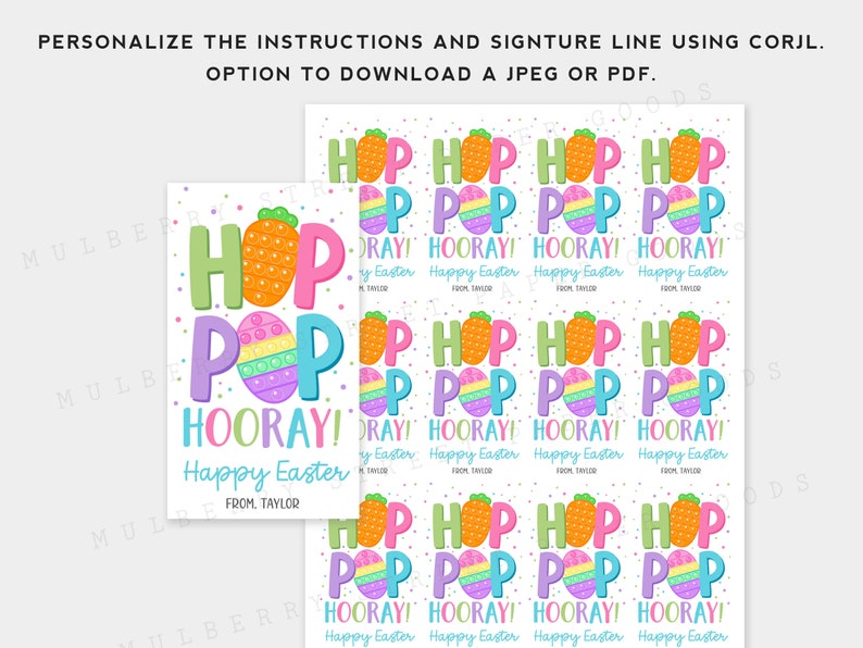 Printable Hip Pop Hooray Easter Gift Tag, Easter Pop Fidget Toy ...
