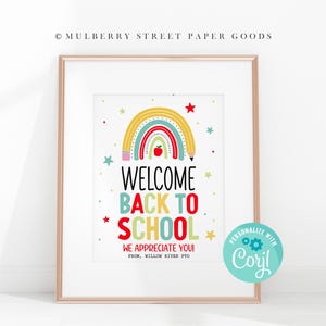 Printable Welcome Back to School Sign, First Day of School Teacher ...