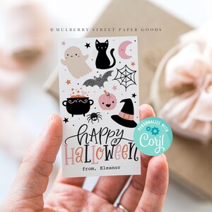Happy Halloween Gift Tag Printable Pink Halloween Party Favors Tag ...