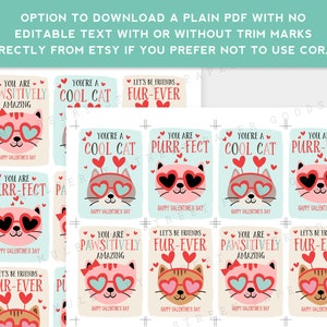 Cute Cat Valentine Card Printable Valentine's Day Cards for Kids Kitten ...