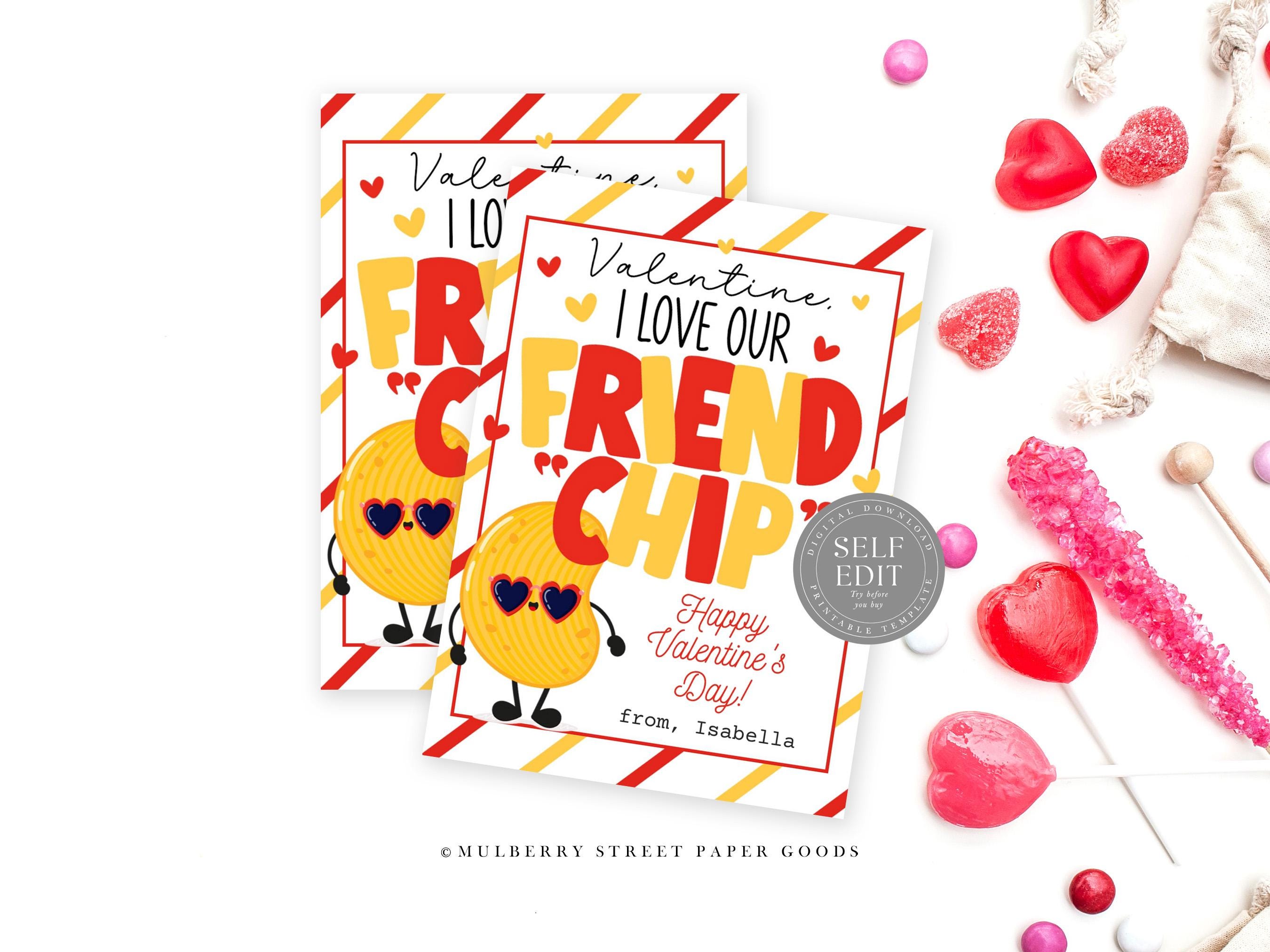 Printable I Love Our Friend Chip Valentine's Day Card Potato Chips ...