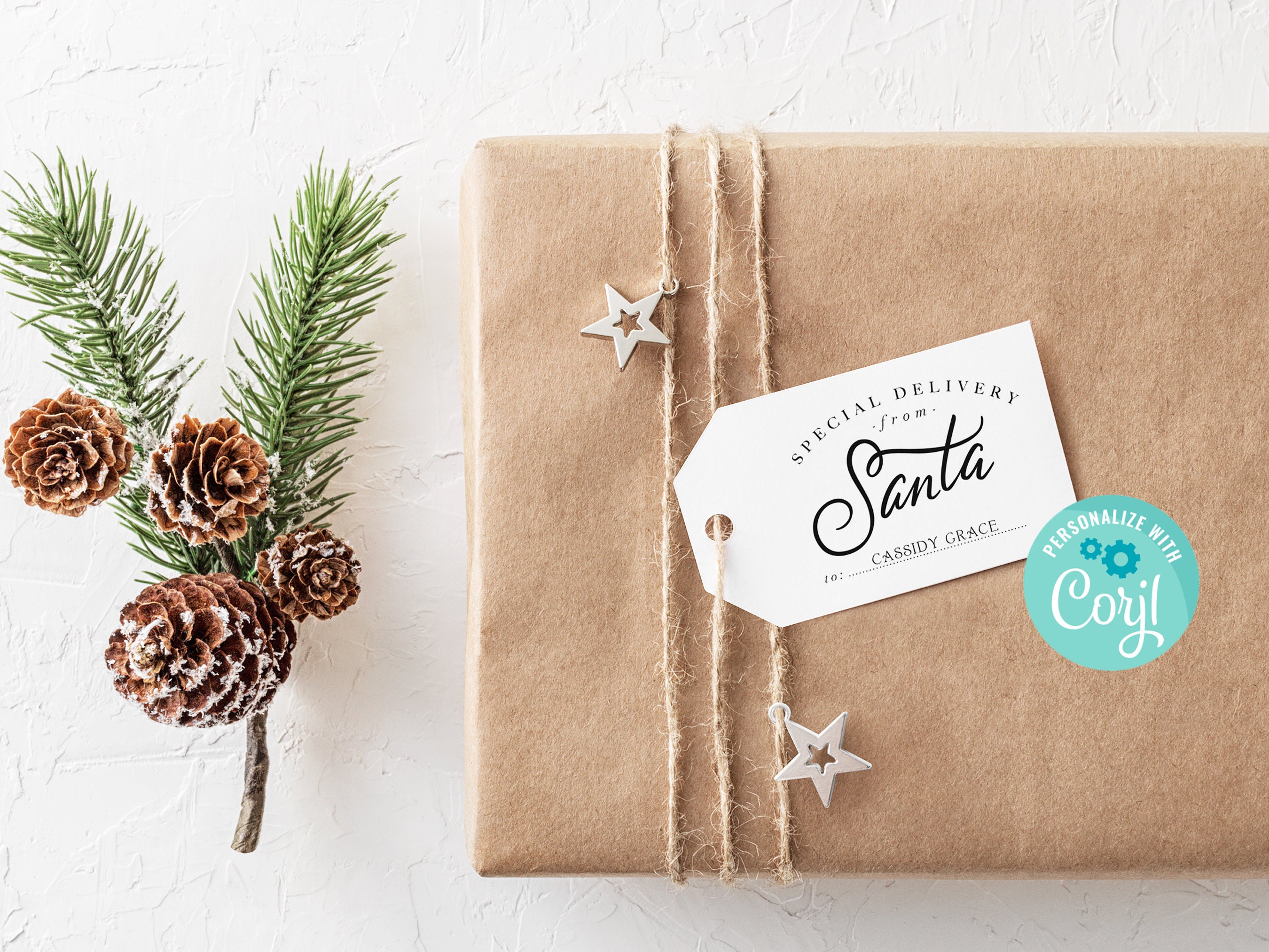 Printable Santa Gift Tag, Personalized Santa Claus Gift Tag, Christmas ...