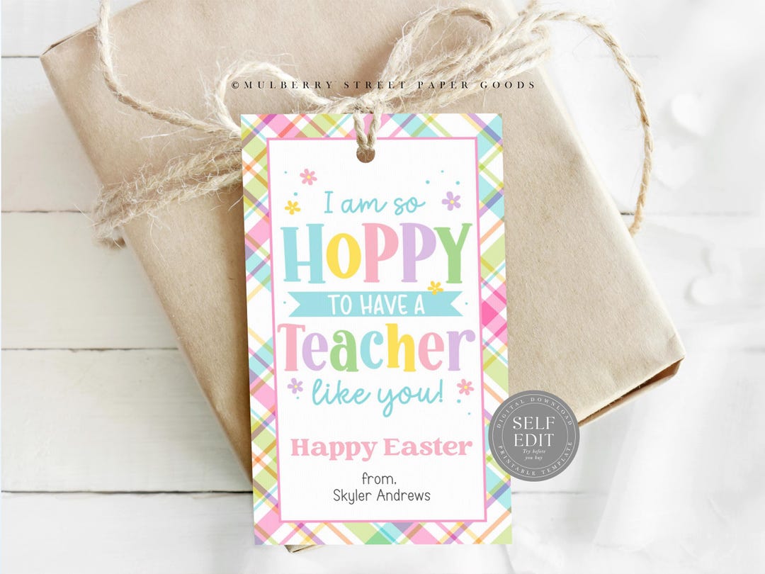 Teacher Easter Gift Tag Printable Instant Download Personalized Easter ...