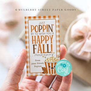 Fall Popcorn Gift Tag Template Printable Just Poppin by Happy Fall ...