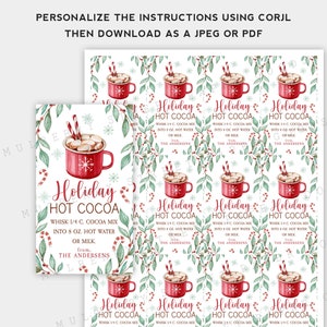 Printable Holiday Hot Cocoa Gift Tag, Christmas Hot Chocolate Treat Tag ...