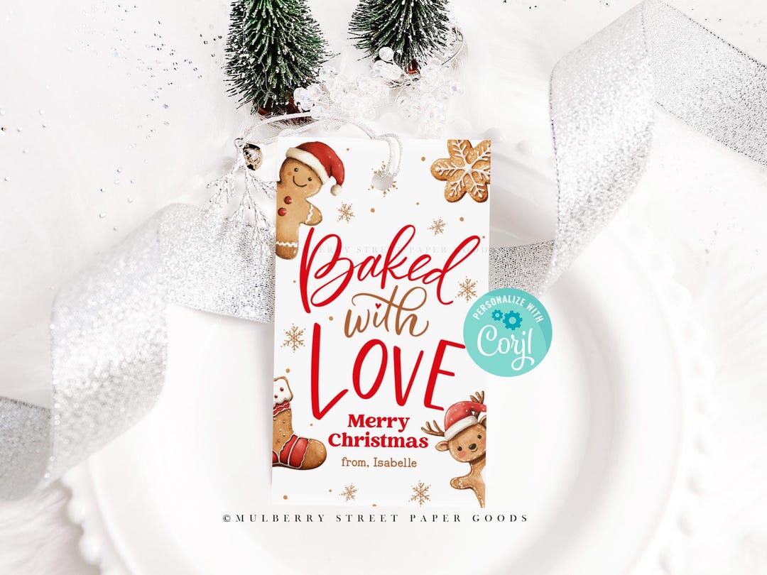 Christmas Baked With Love Gift Tag Printable Digital Download Christmas ...