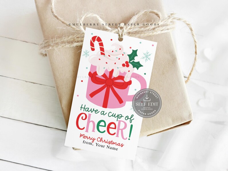 Christmas Mug Gift Tag Printable Digital Download Canva Template ...