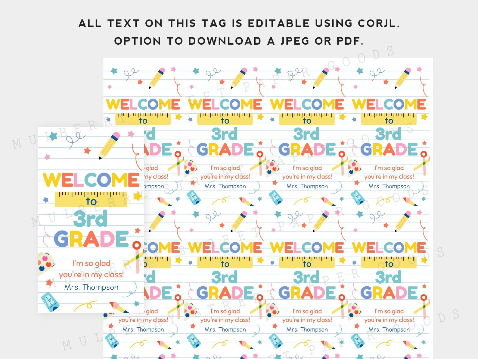 Editable Welcome Back to School Gift Tag, First Day of School Tag ...