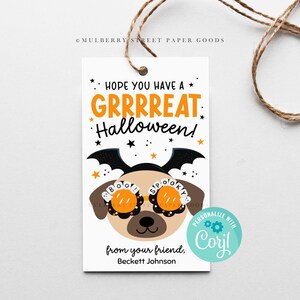 Instant Download Halloween Tag Printable Cute Dog Halloween Gift Tag ...