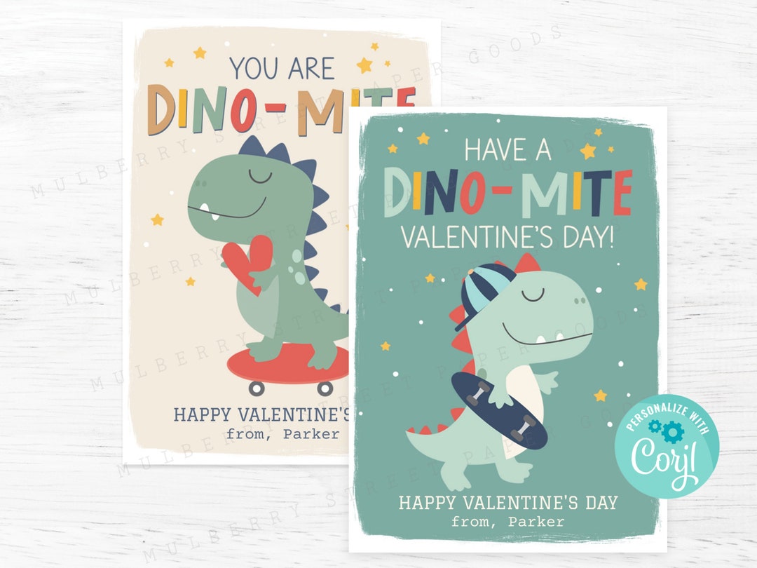 Printable Dinosaur Valentine Card, Dino Valentine's Day Card, Kids ...
