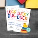 Lucky Duck Back to School Gift Tag Printable Rubber Duck First Day of ...