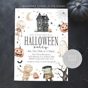 Editable Halloween Invitation Printable Halloween Party Invite Canva ...