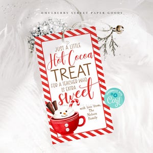Teacher Hot Cocoa Gift Tag Digital Download Printable Holiday Hot ...