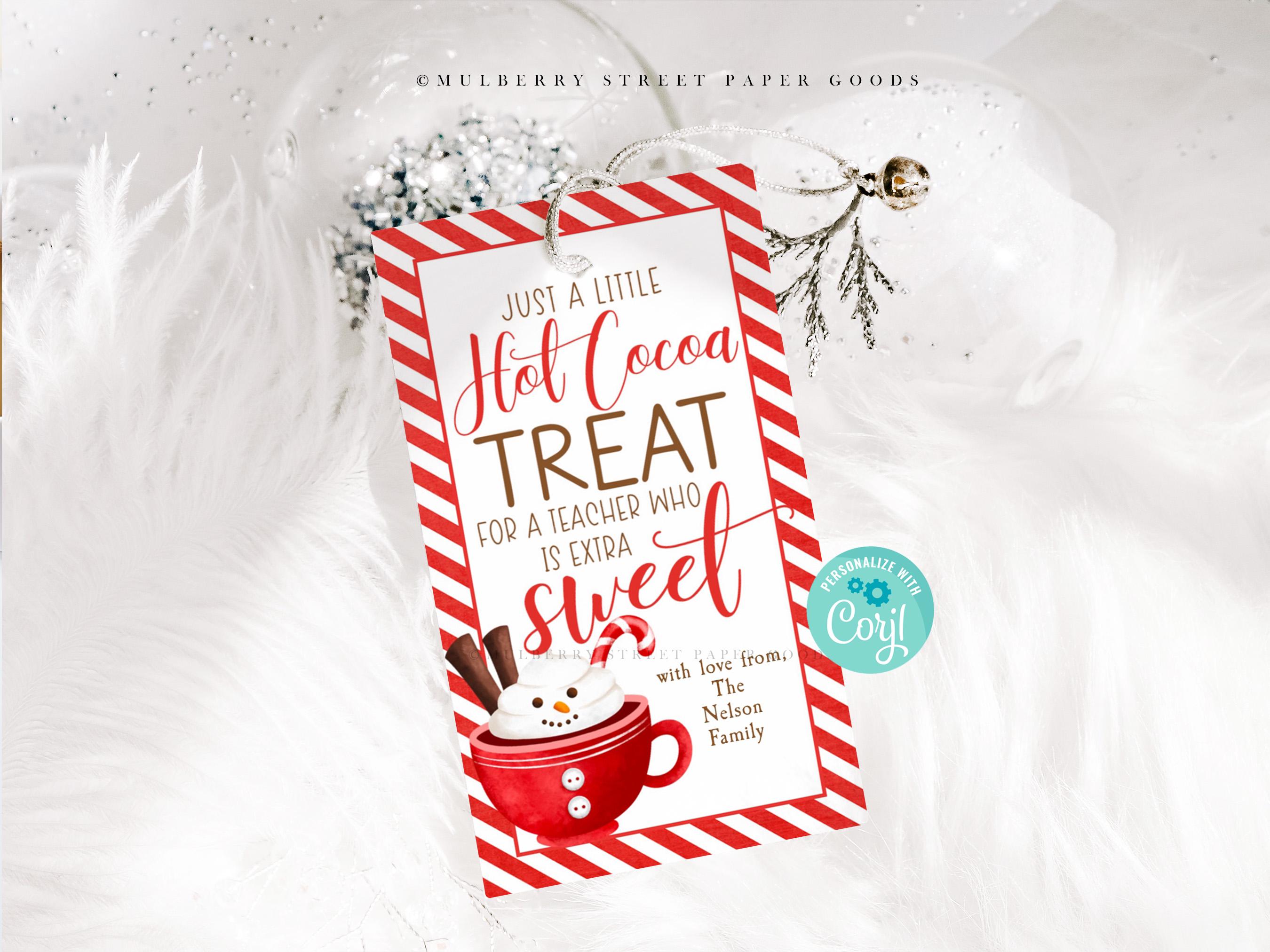 Teacher Hot Cocoa Gift Tag Digital Download Printable Holiday Hot ...