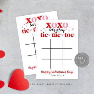 Let's Play Tic Tac Toe Valentine Card Printable Classroom Valentines ...