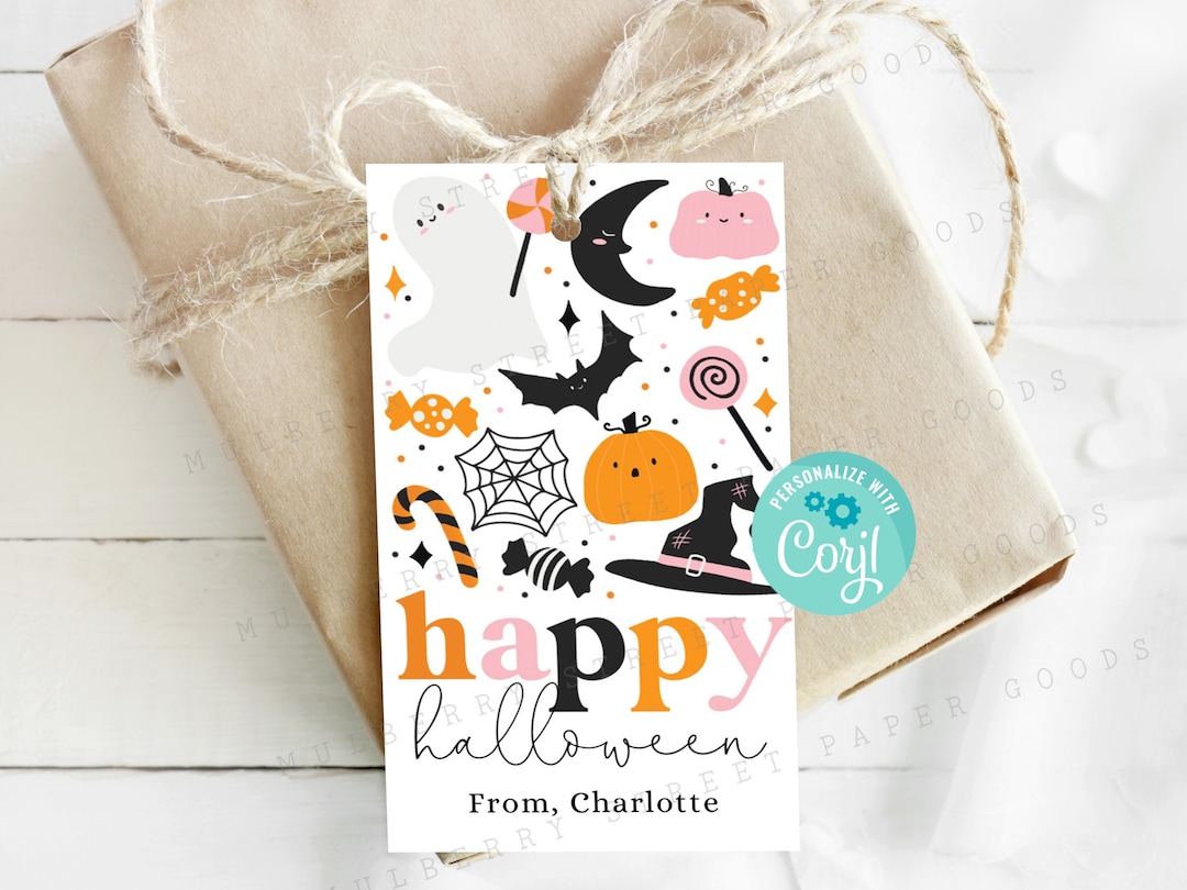 Printable Happy Halloween Treat Tag, Halloween Party Gift Tag ...